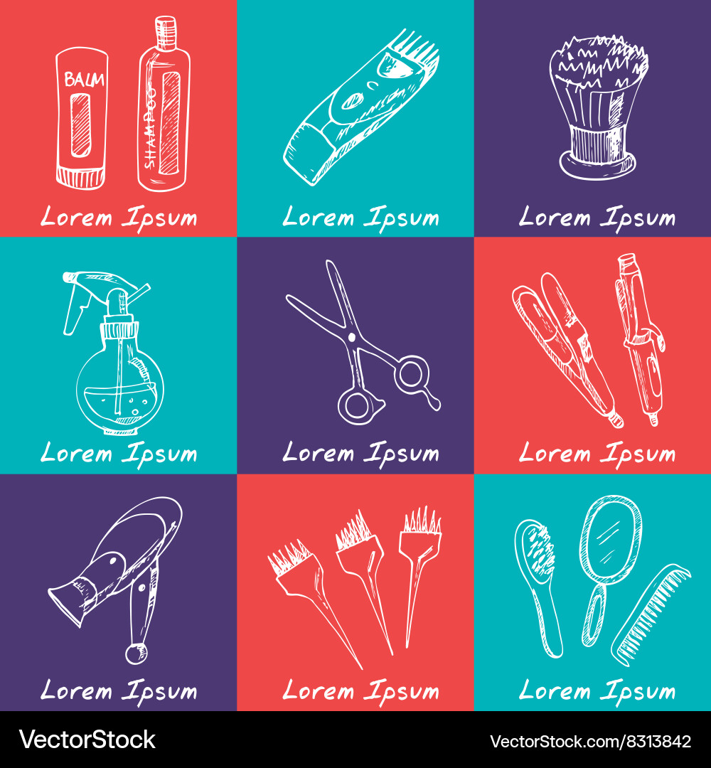 Collection of hand drawn tools for make-up Vector Image