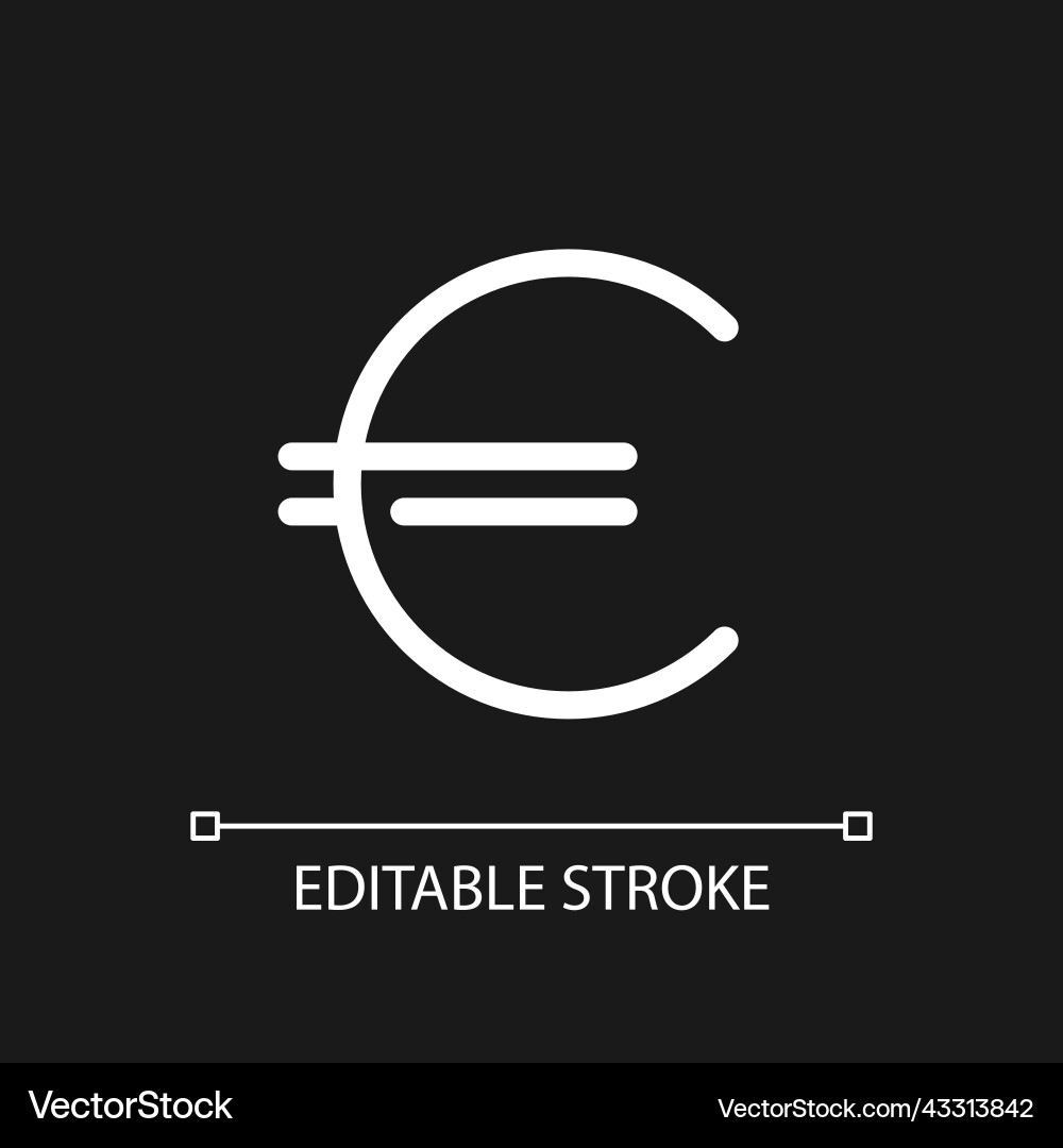 Euro sign pixel perfect white linear ui icon Vector Image