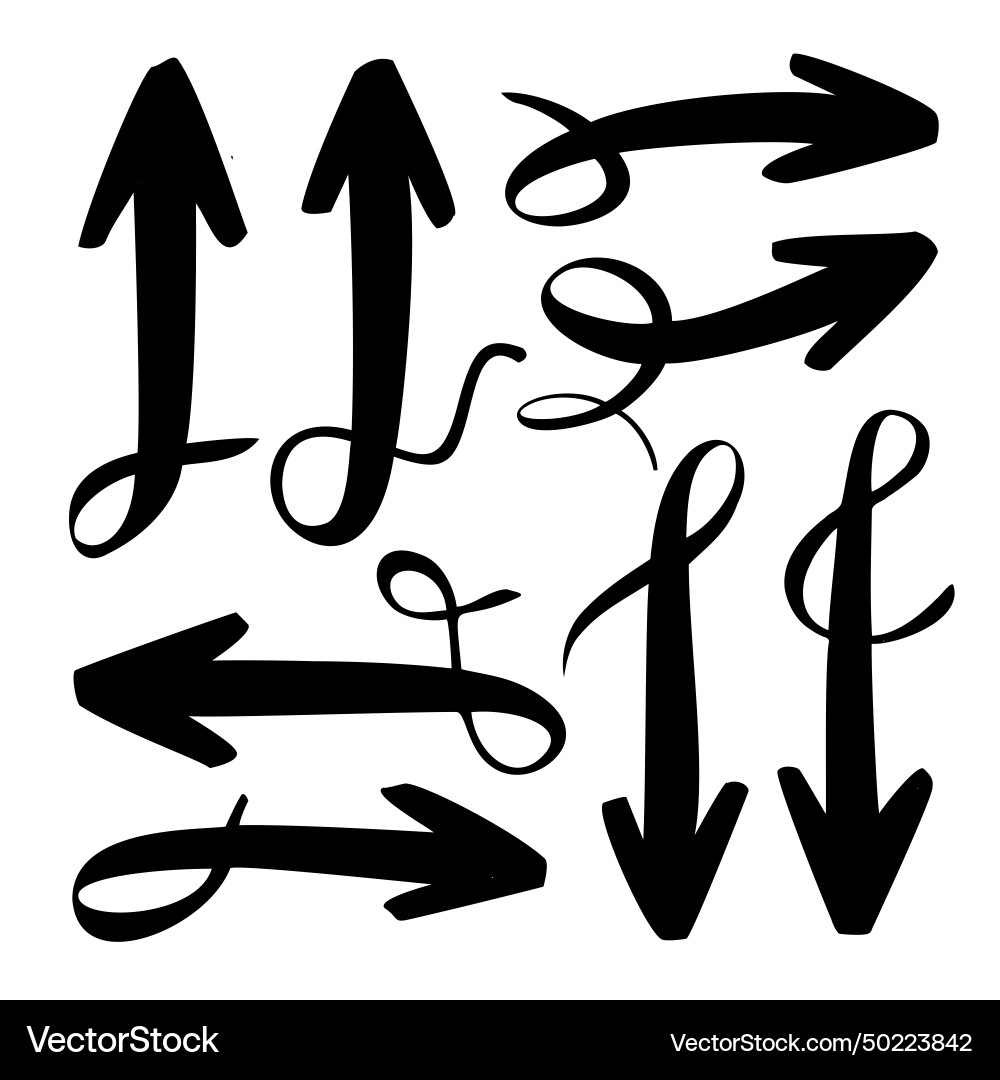 Hand drawn arrows collection for business plan Vector Image
