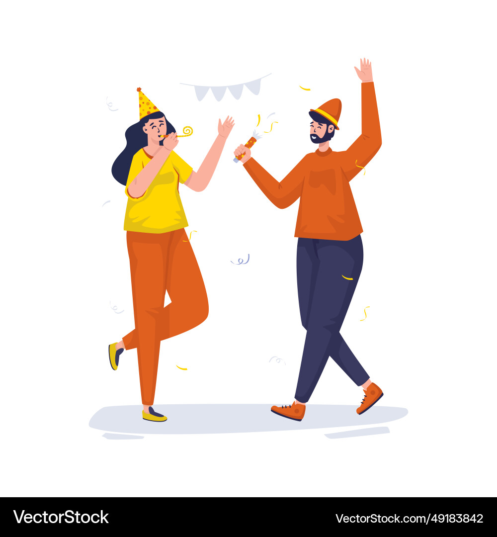 Happy couple party celebration Royalty Free Vector Image