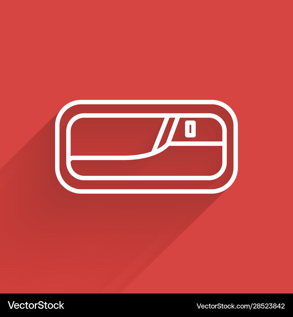 White line car door handle icon isolated with long