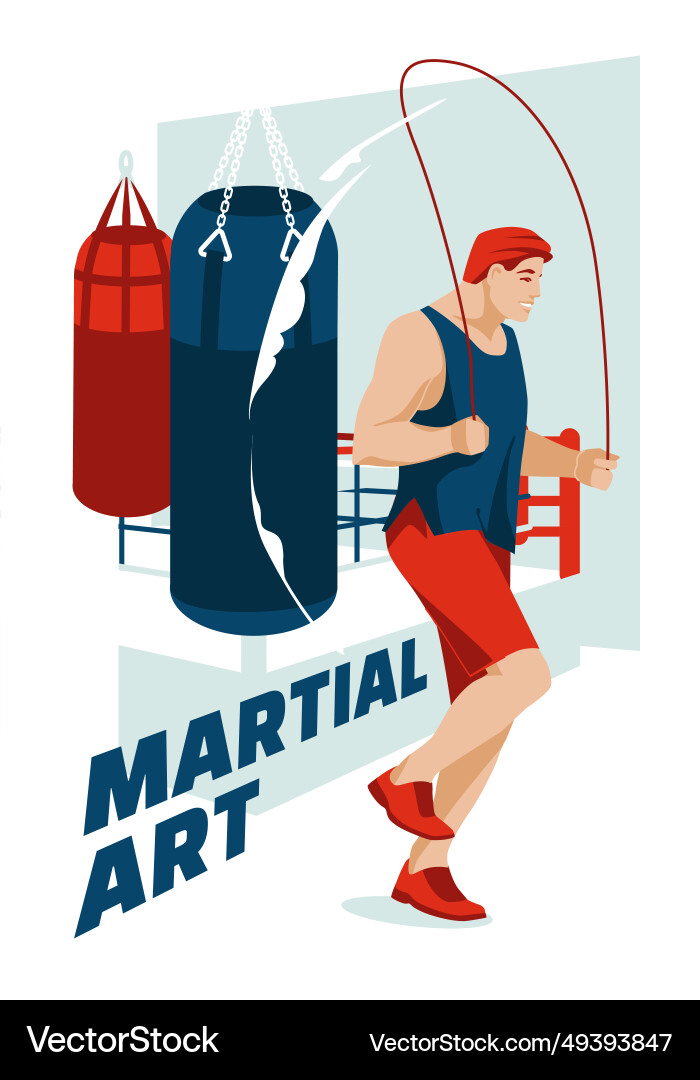 A young boxer jumps on rope against Royalty Free Vector