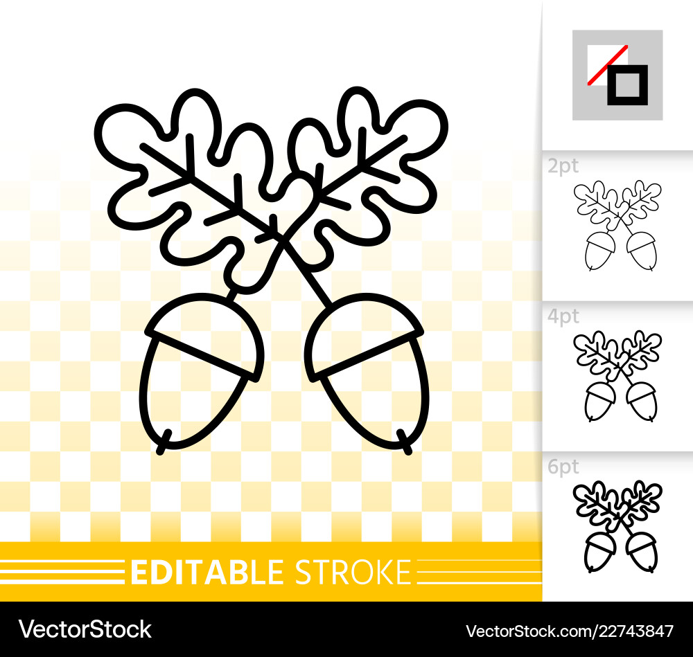 Acorn oak fruit simple black line icon Royalty Free Vector