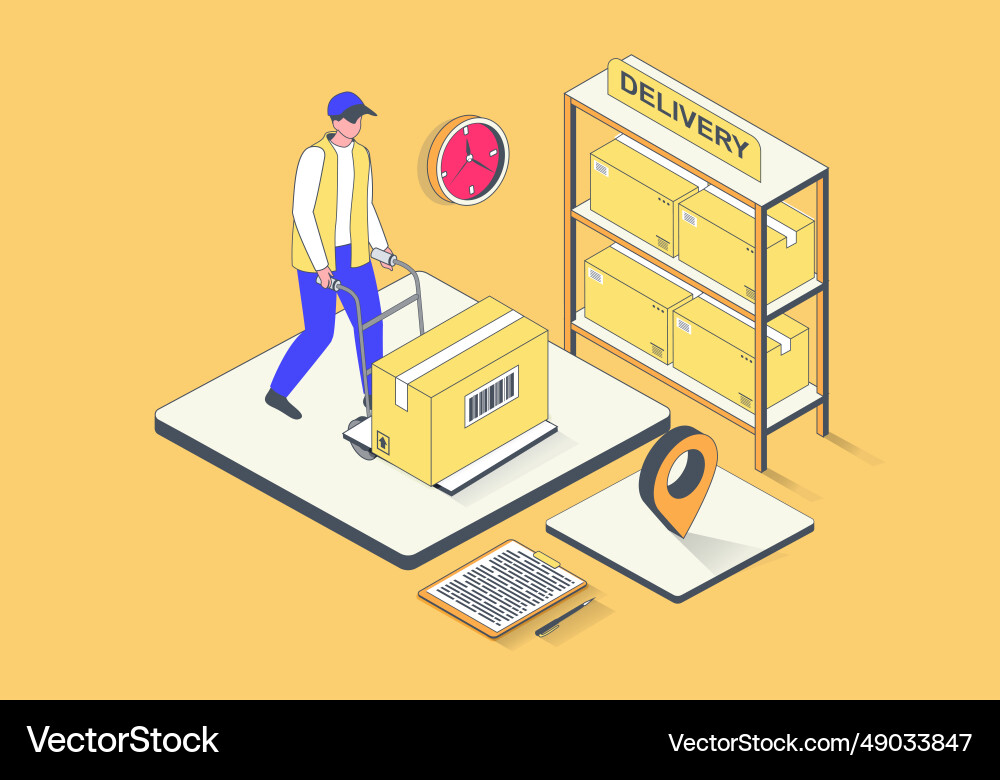 Delivery service concept in 3d isometric design Vector Image