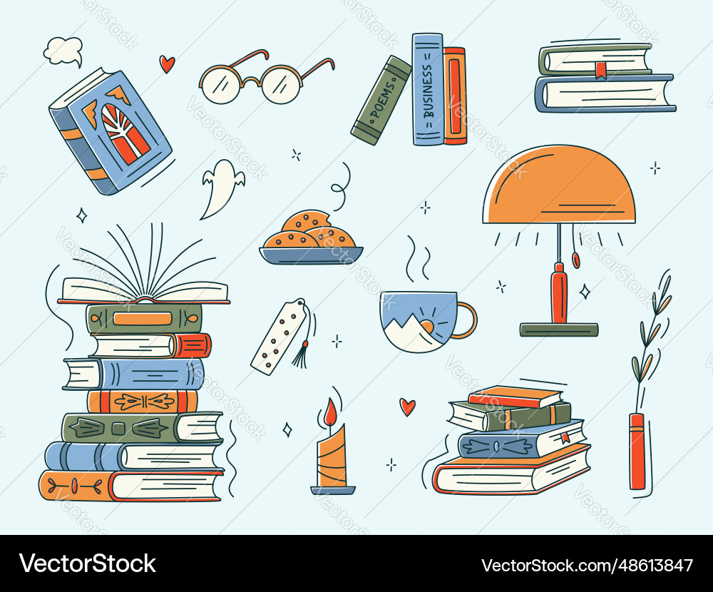 Doodle book colourful collection educational Vector Image