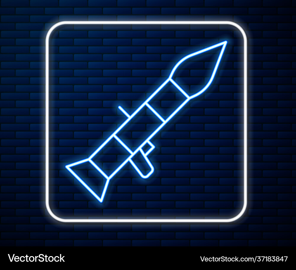 Glowing neon line rocket launcher with missile Vector Image