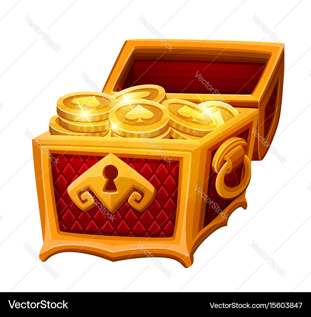 Golden chest with coins Royalty Free Vector Image