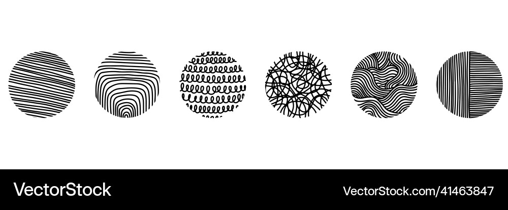 Hand drawn doodle shapes round abstract black Vector Image