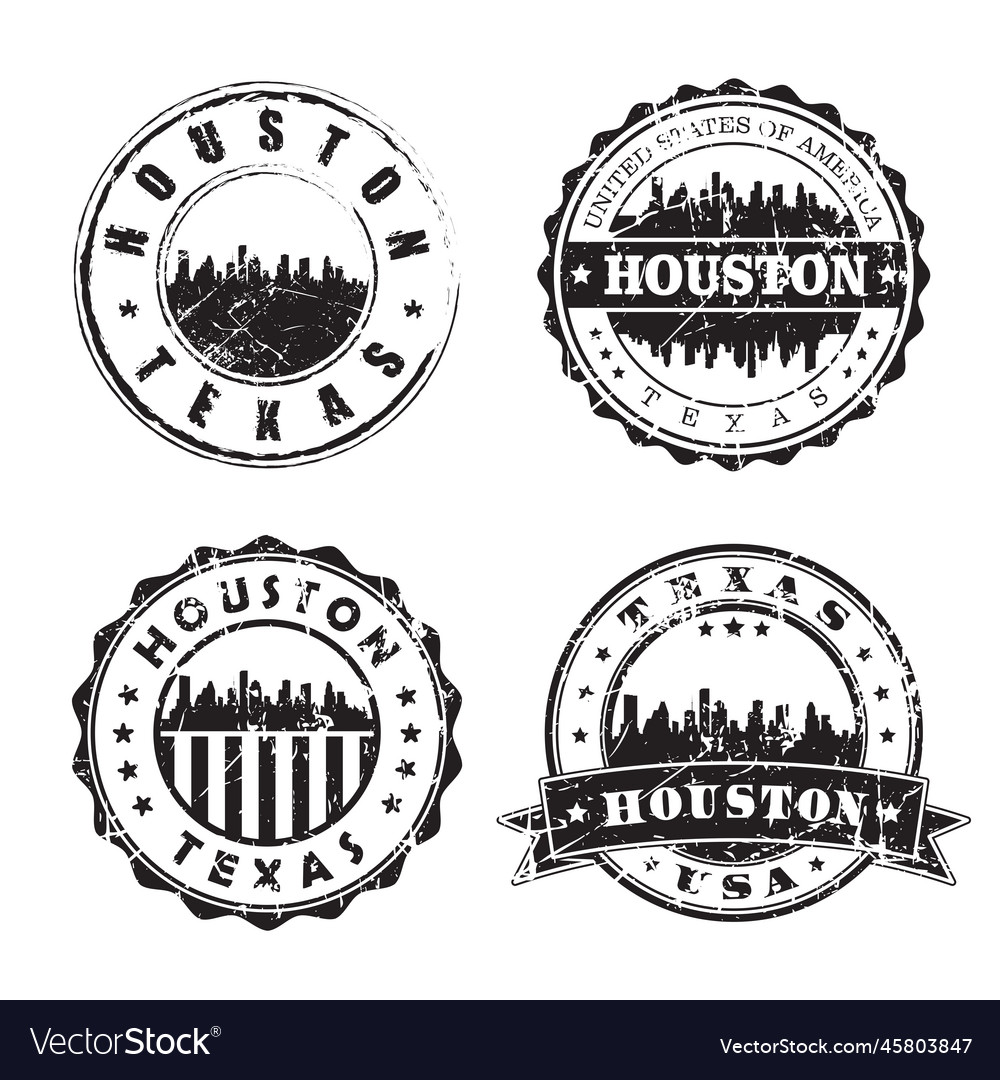 Houston Texas Stamp Skyline Postmark Silhouette Vector Image