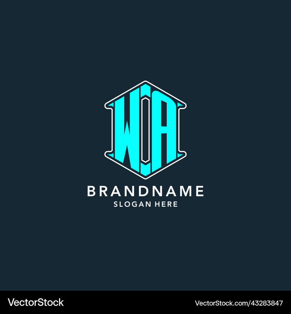 Letter wa logo with hexagon shape geometric style Vector Image