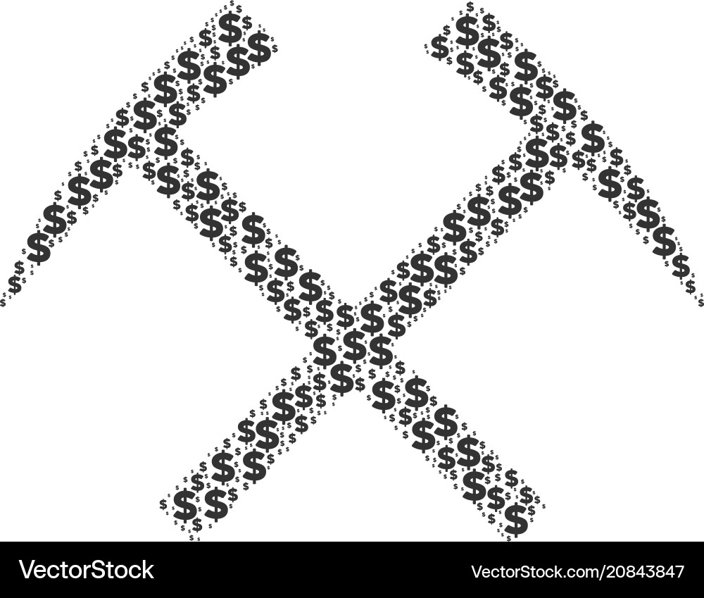 Mining hammers collage of dollar and dots Vector Image