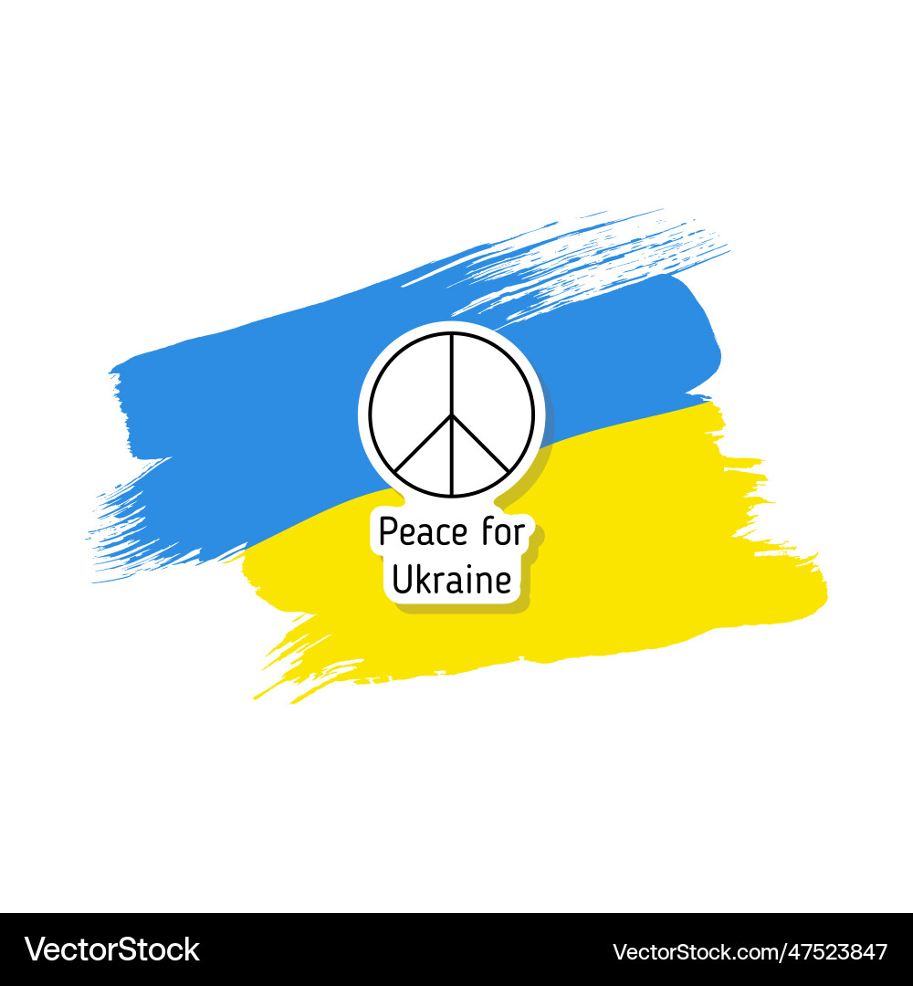 Peace for ukraine black and white sticker Vector Image