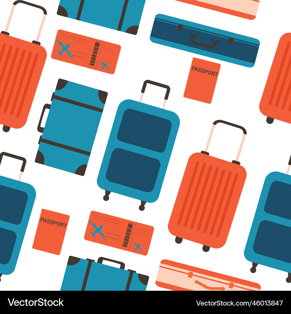 Seamless pattern of suitcases for travel Vector Image
