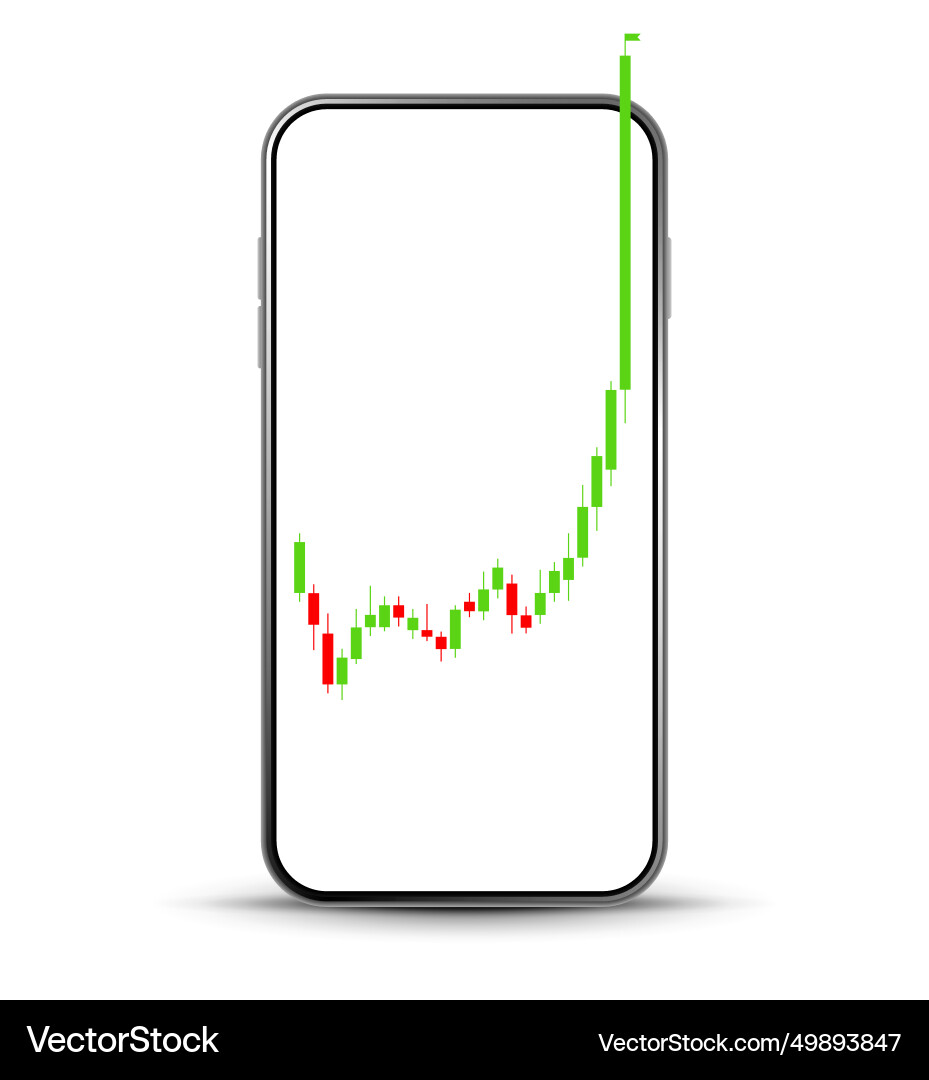 Smartphone screen charts arrow graph rise price Vector Image