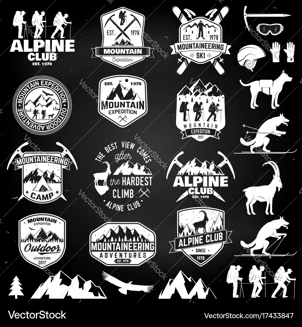 Vintage typography design with mountaineers Vector Image