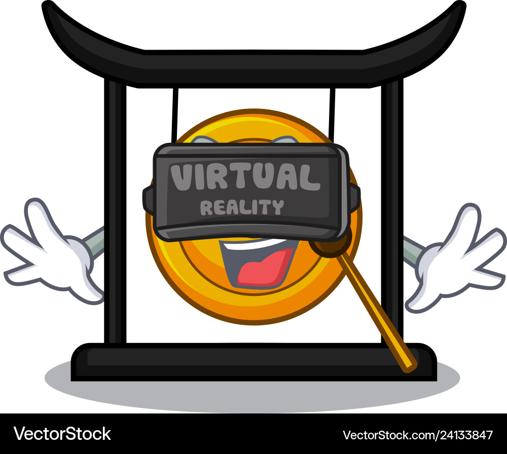 Virtual reality golden gong isolated Royalty Free Vector