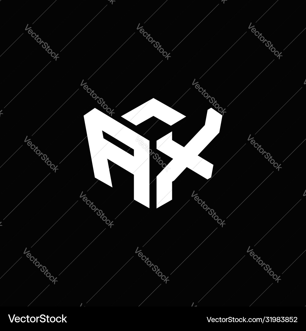 Ax logo monogram with emblem style ribbon design Vector Image