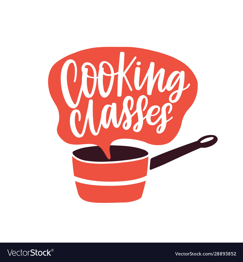 Cooking classes label flat Royalty Free Vector Image