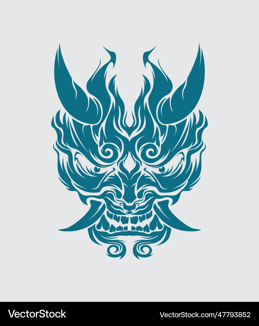 Demon samurai oni mask hannya japanese Royalty Free Vector