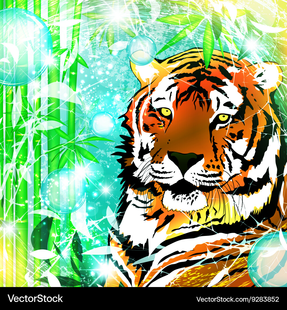 Fantasy nature tiger Royalty Free Vector Image