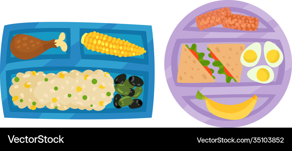 Food tray with sections filled with snack Vector Image
