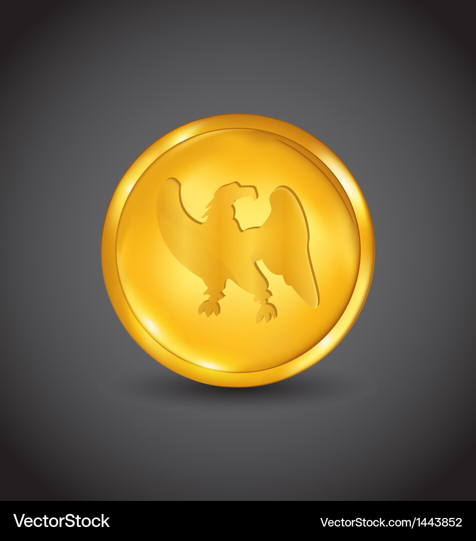 Golden coin with eagle Royalty Free Vector Image