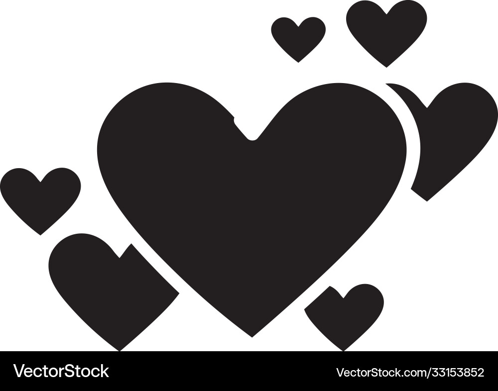 Group hearts love figures silhouette style Vector Image