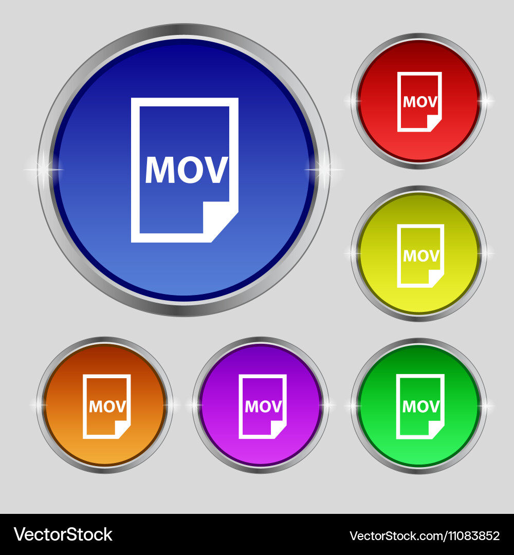 Mov file format icon sign round symbol on bright Vector Image