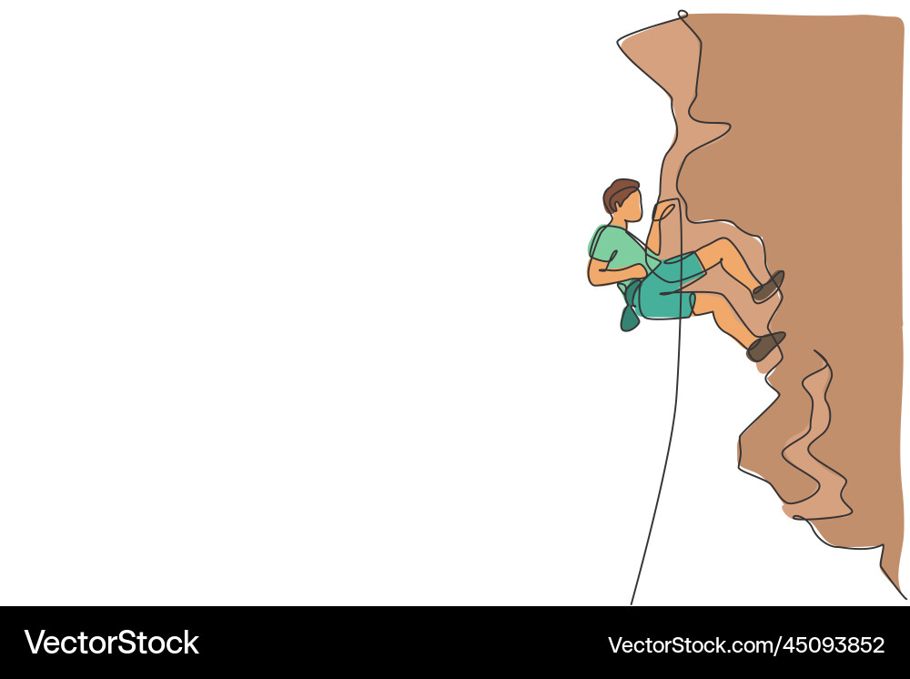 One single line drawing of young active man Vector Image
