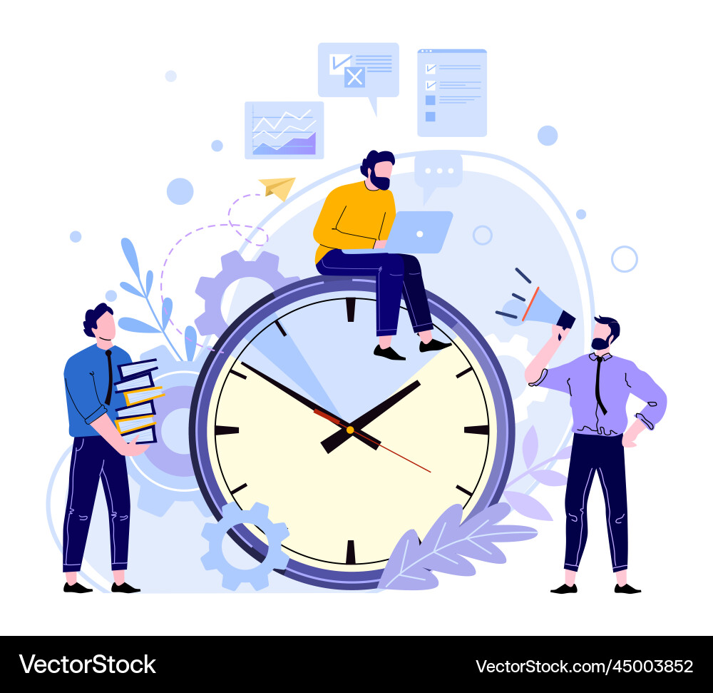 Organized office work employee sitting at big Vector Image