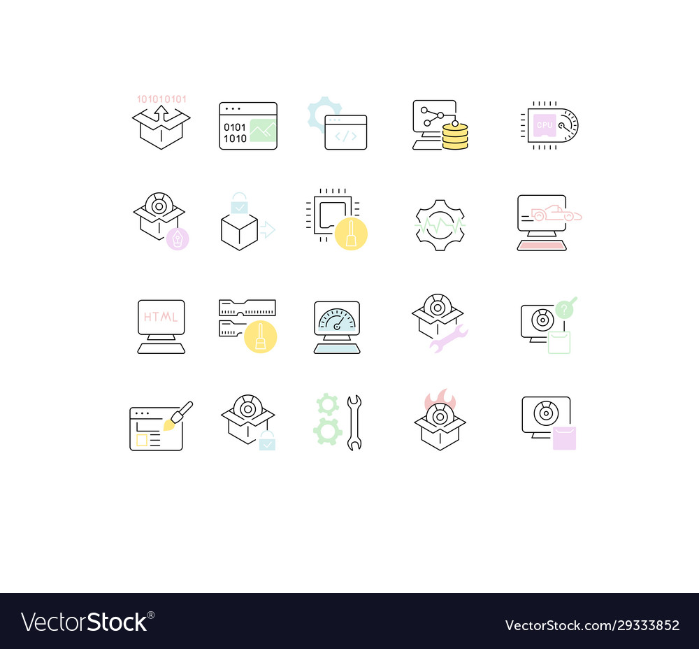 Set line icons software Royalty Free Vector Image