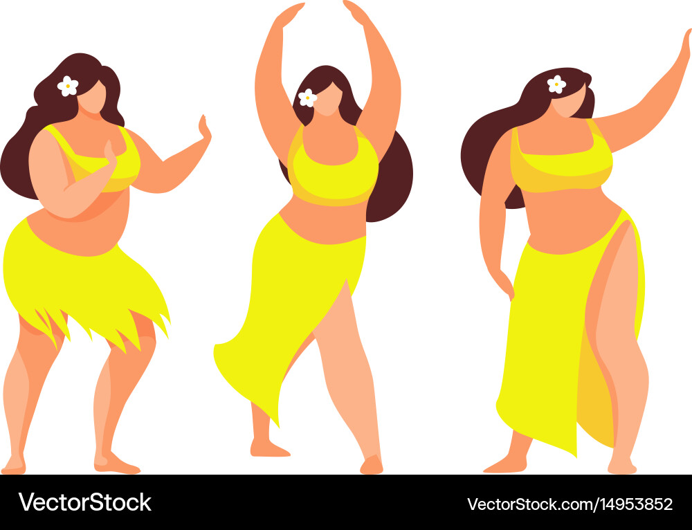 Set of hawaiian hula dancer Royalty Free Vector Image