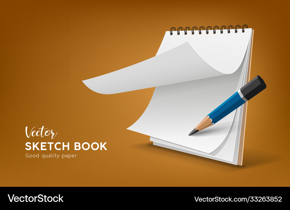 Sketch white book with pencil template design Vector Image