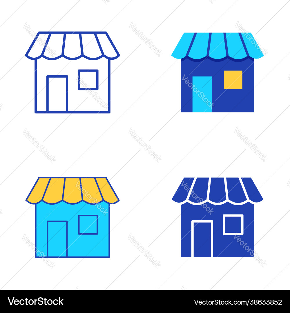 Small shop icon set in flat and line style Vector Image