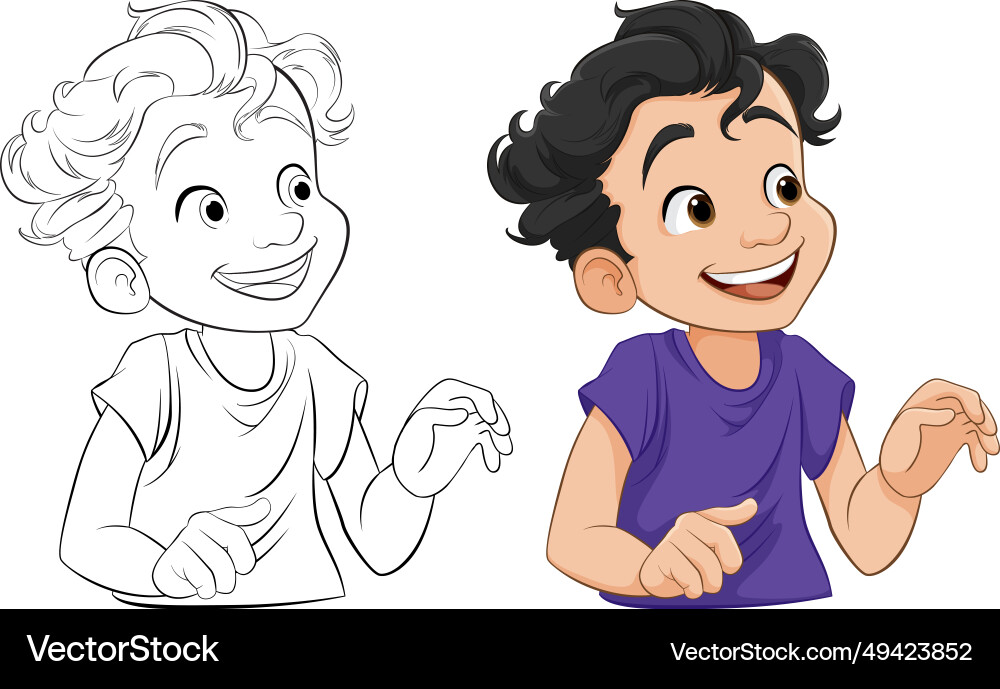 Smiling half-body cartoon boy character Royalty Free Vector