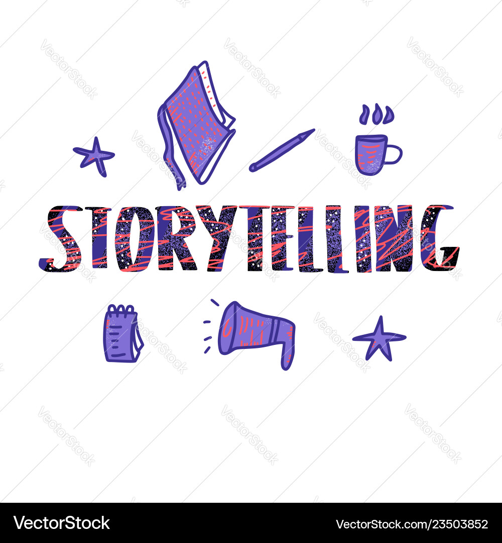 Storytelling handwritten lettering Royalty Free Vector Image