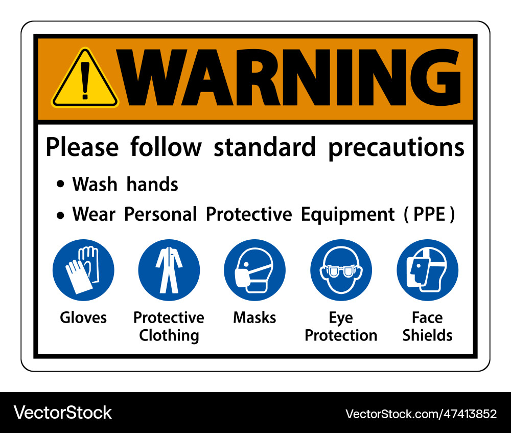 Warning please follow standard precautions wash Vector Image