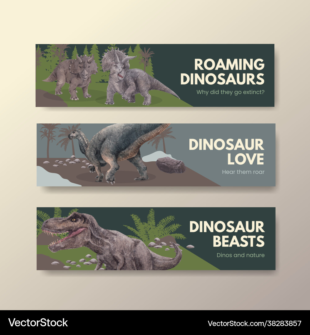 Banner template with dinosaur conceptwatercolor Vector Image