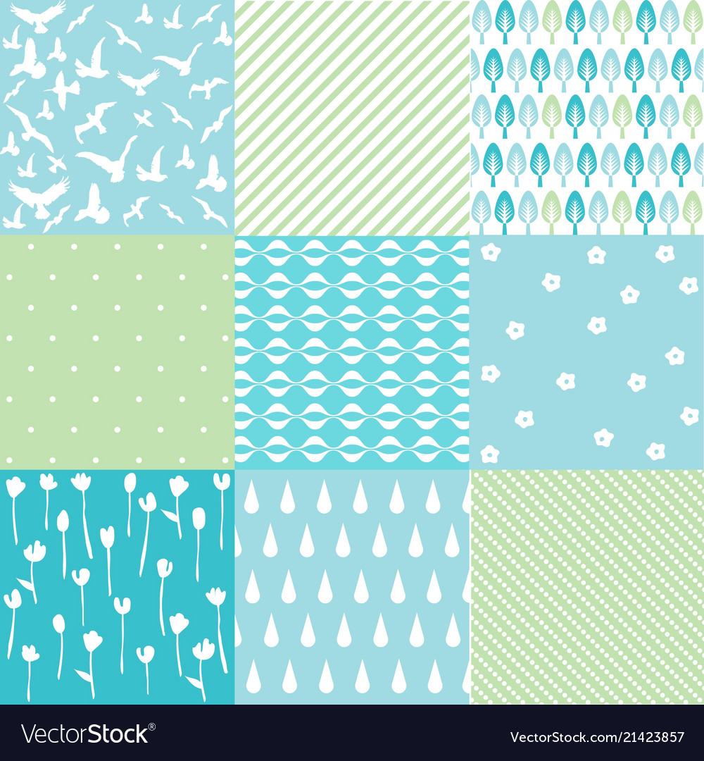 Blue natural pattern set Royalty Free Vector Image