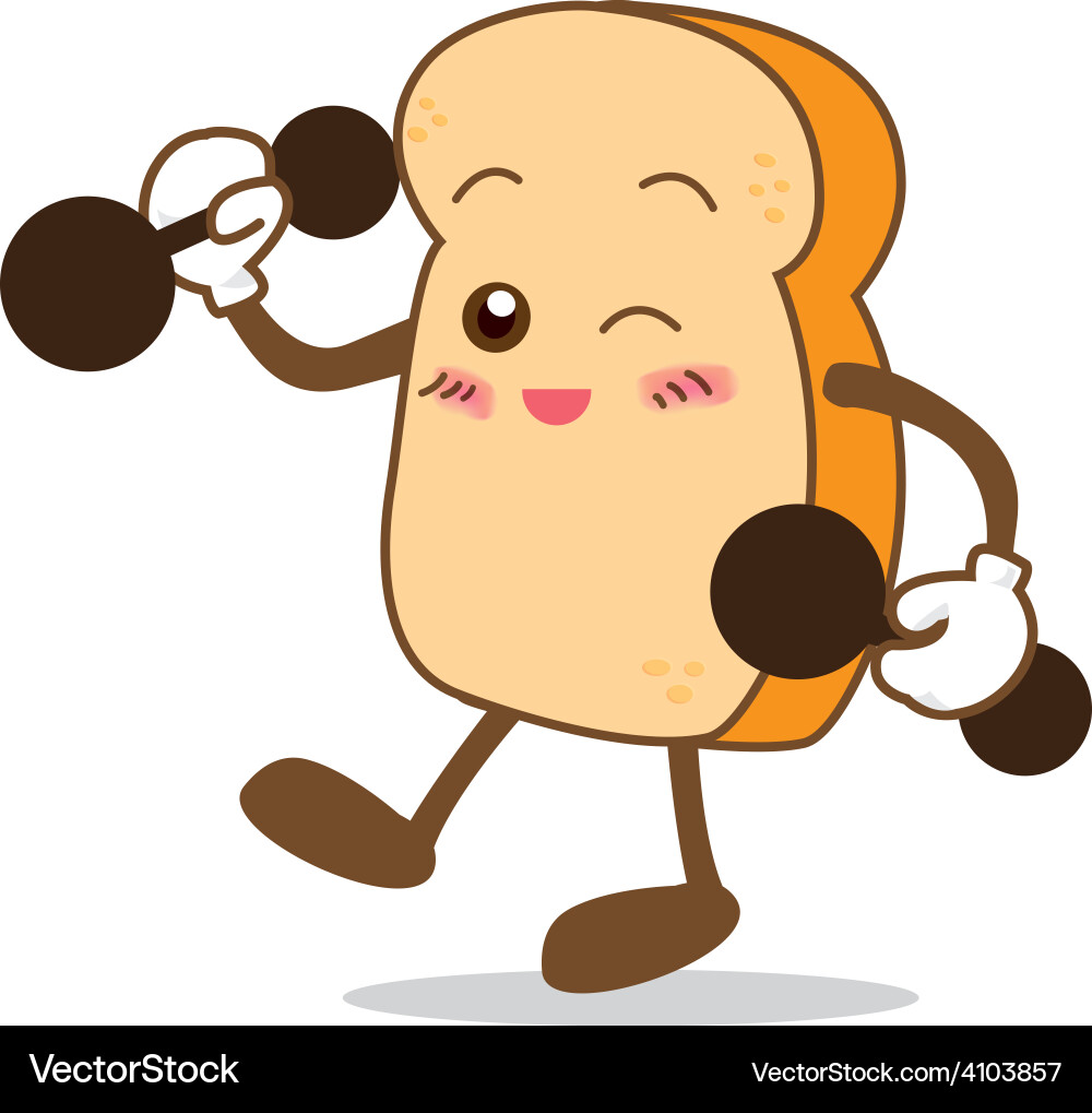 Bread 08 isolated happy smile stronger slice Vector Image
