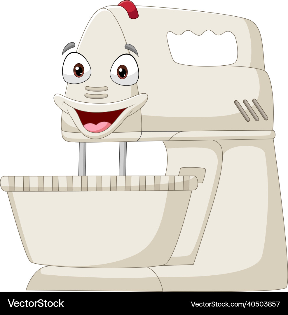 Cartoon smiling mixer flour machine character Vector Image