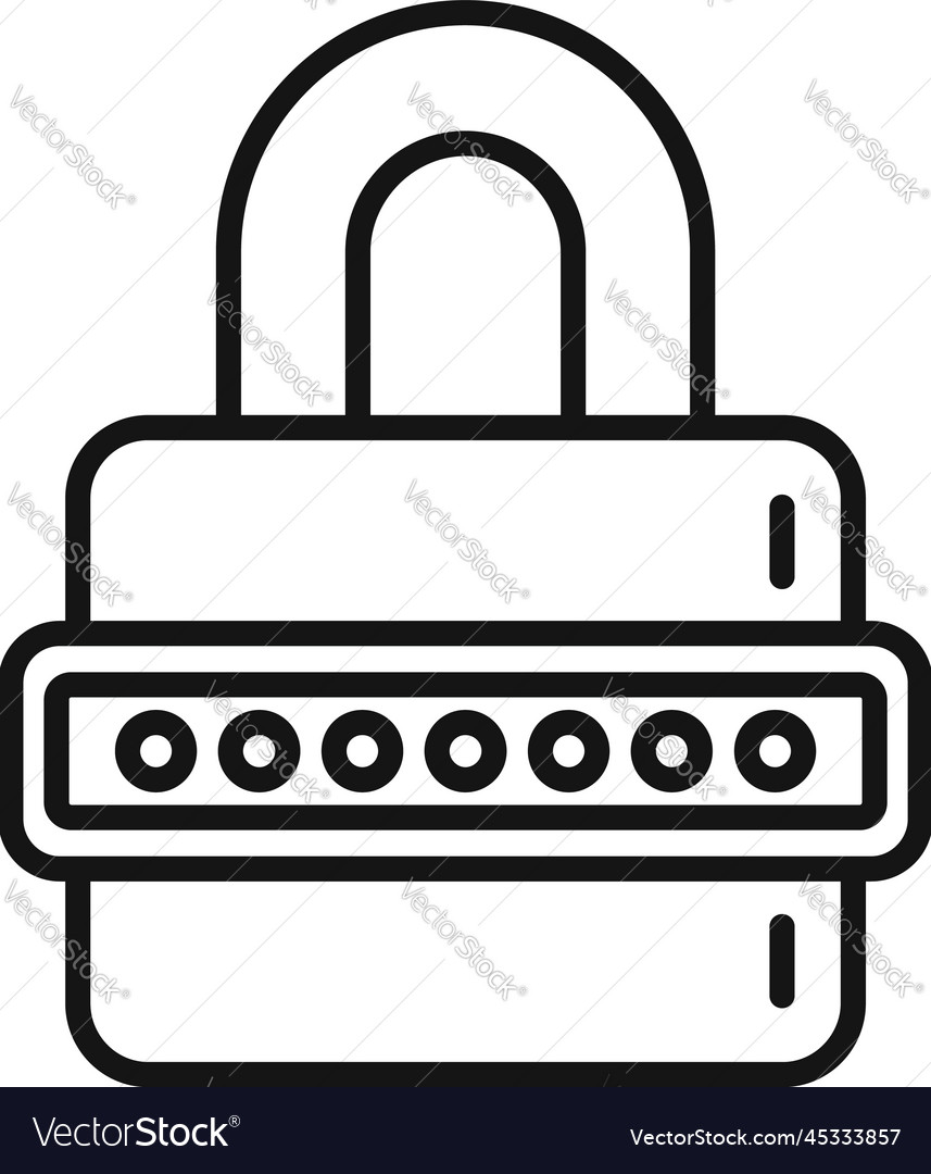 Code padlock icon outline cipher data Royalty Free Vector