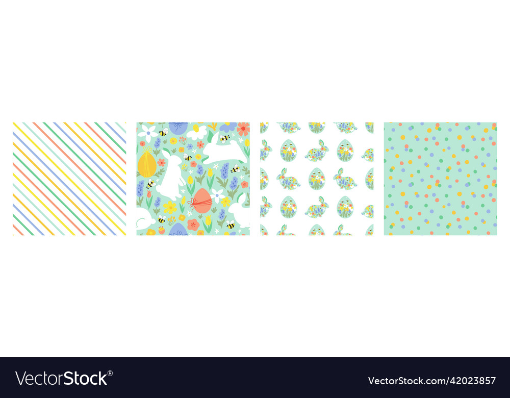 Floral easter rabbit pattern set Royalty Free Vector Image
