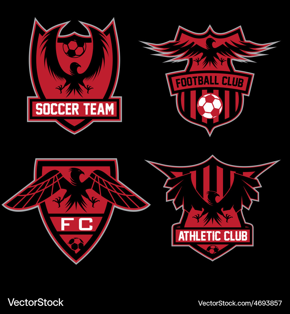Football team crests set with eagles design Vector Image