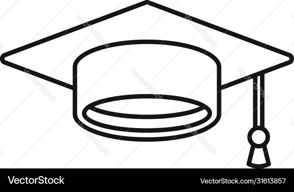 Graduation hat icon outline style Royalty Free Vector Image