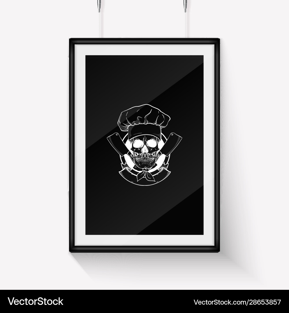 Hand drawn sketch skull with cooks hat Royalty Free Vector