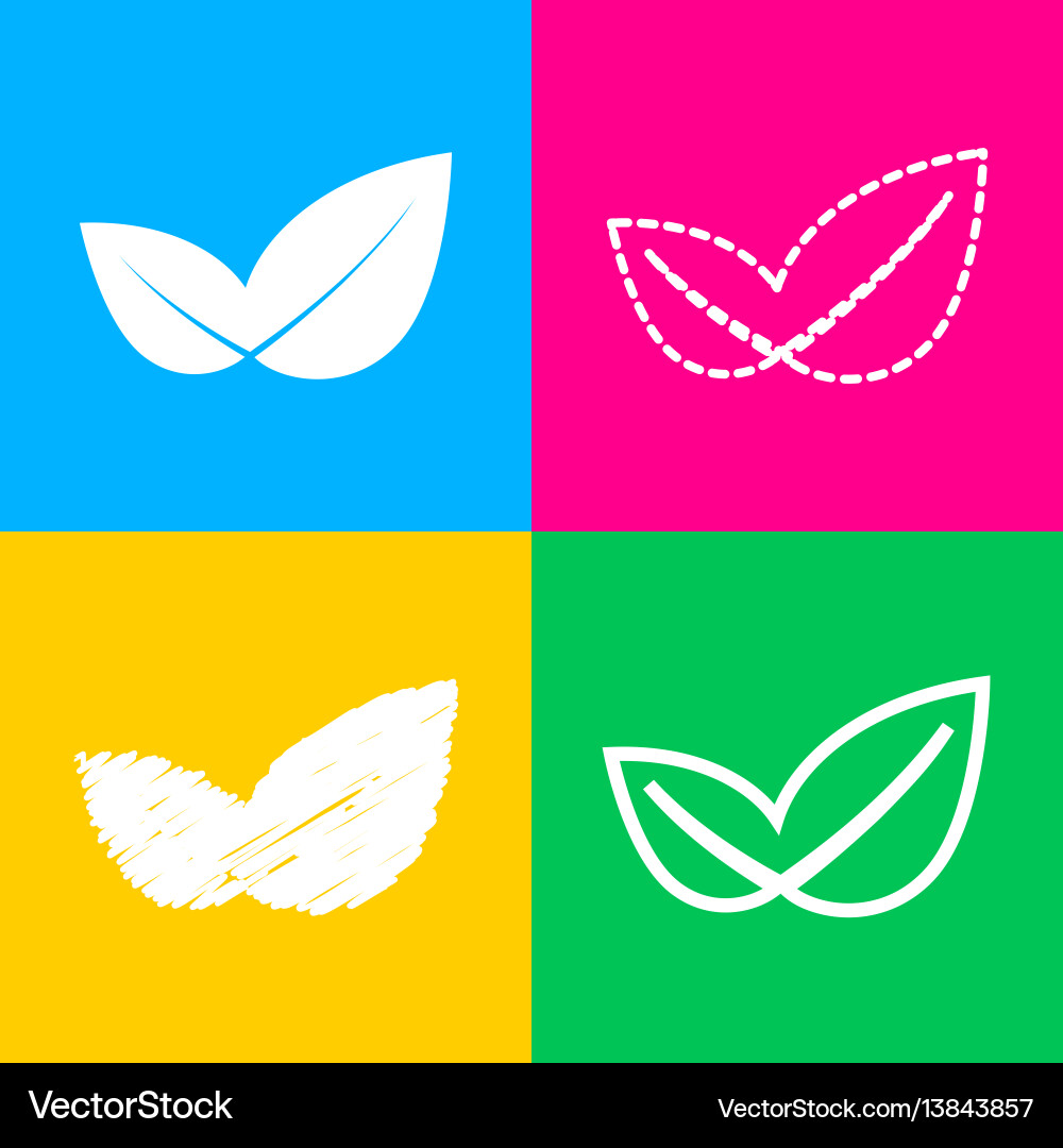 Leaf sign four styles of icon Royalty Free Vector Image