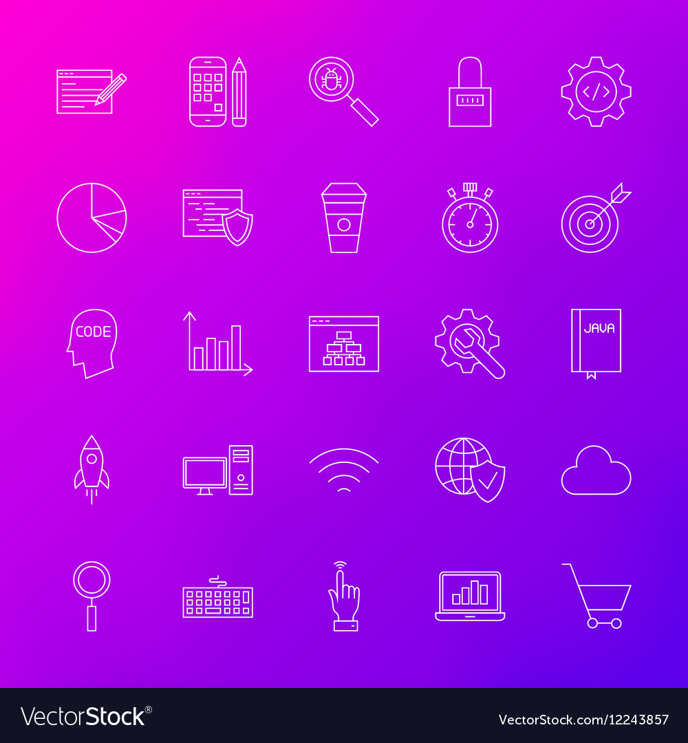 Line icons website development Royalty Free Vector Image