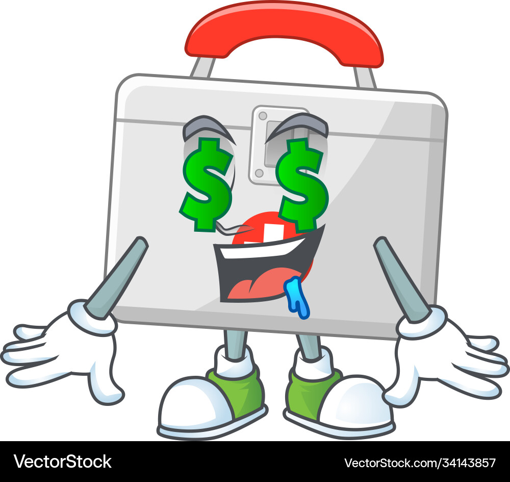 Mascot character style rich first aid kit with Vector Image