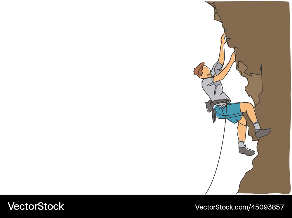 One single line drawing of young active man Vector Image